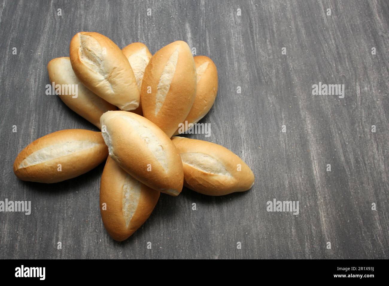 Delicious, fluffy, hot, crispy Mexican bread, bolillo white bread, loaf ...