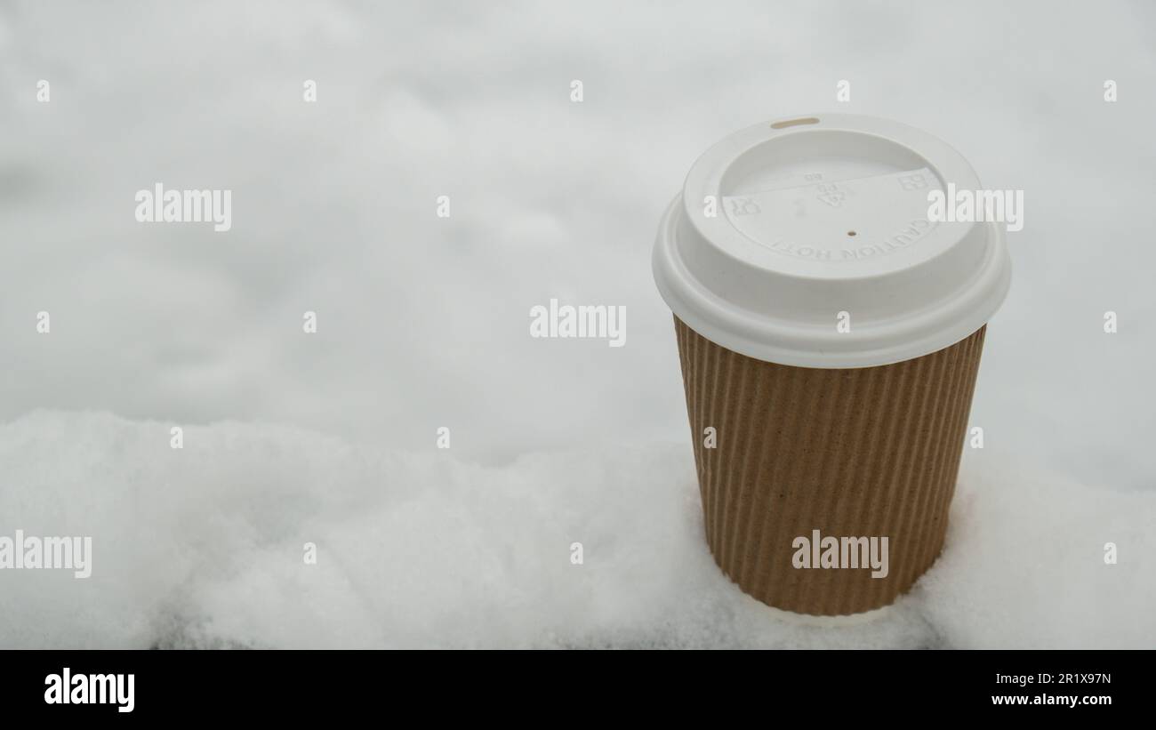 Hot warming drink in Eco paper cup. Mock up Cardboard coffee or tea Cup ...