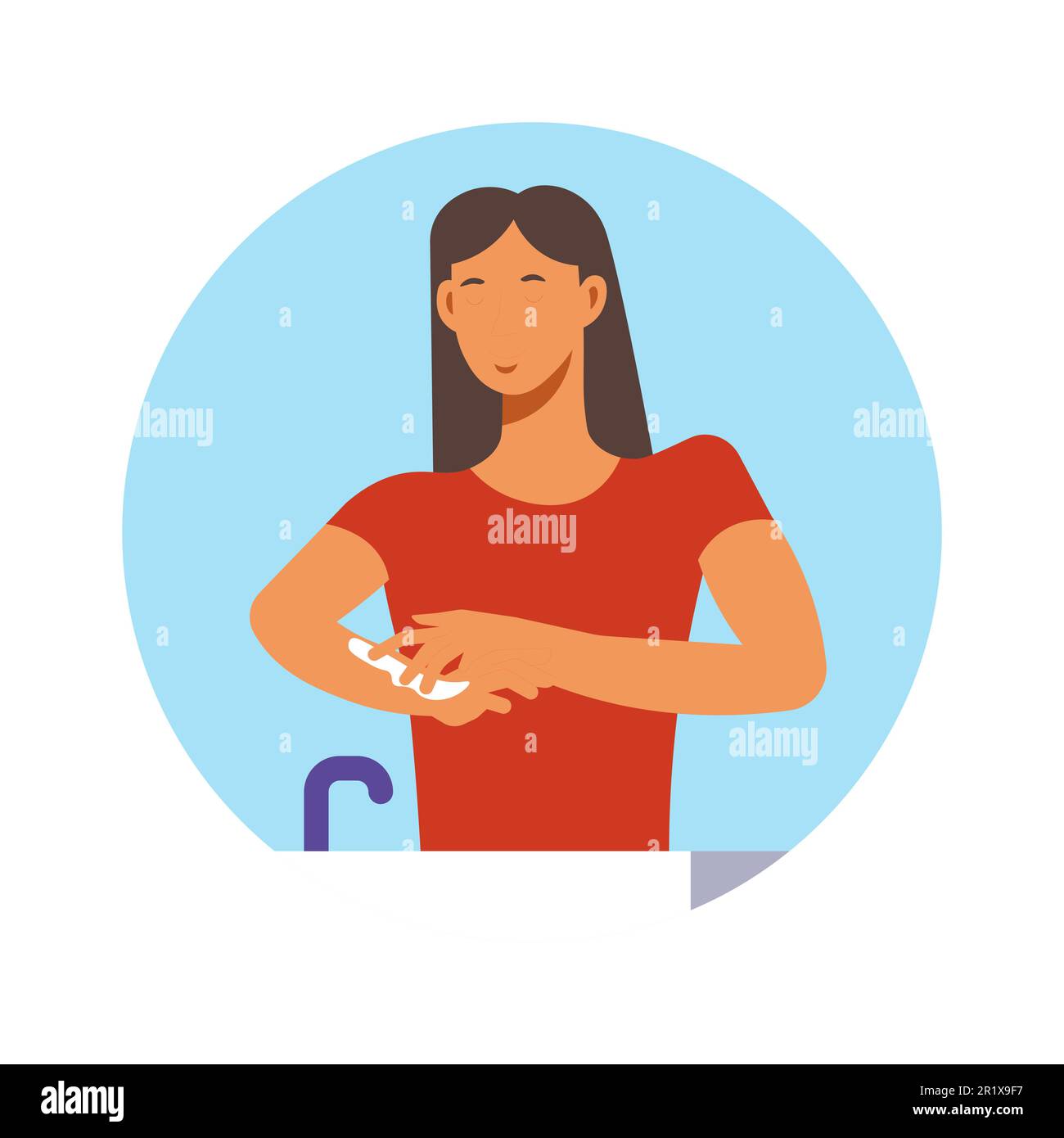Hands washing, woman cleaning hands with soap under tap Stock Vector ...