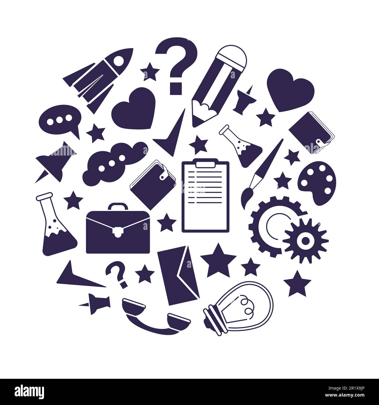 Intellectual property protection isolated icons, science and art Stock ...