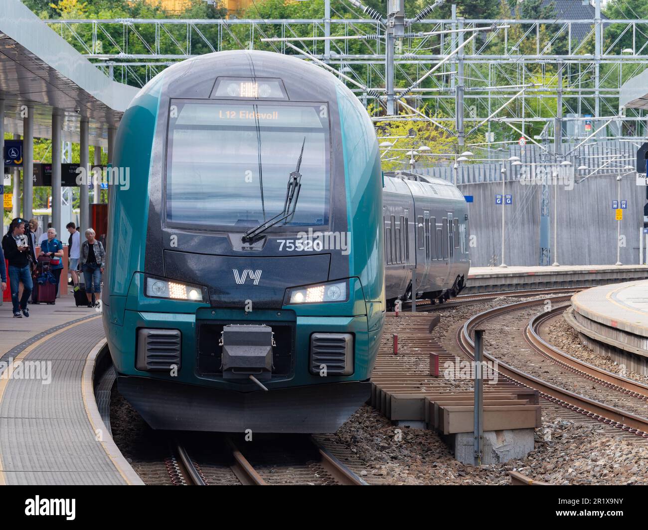 Lysaker, Norway - August 20, 2022: Stadler Flirt regional train in the ...