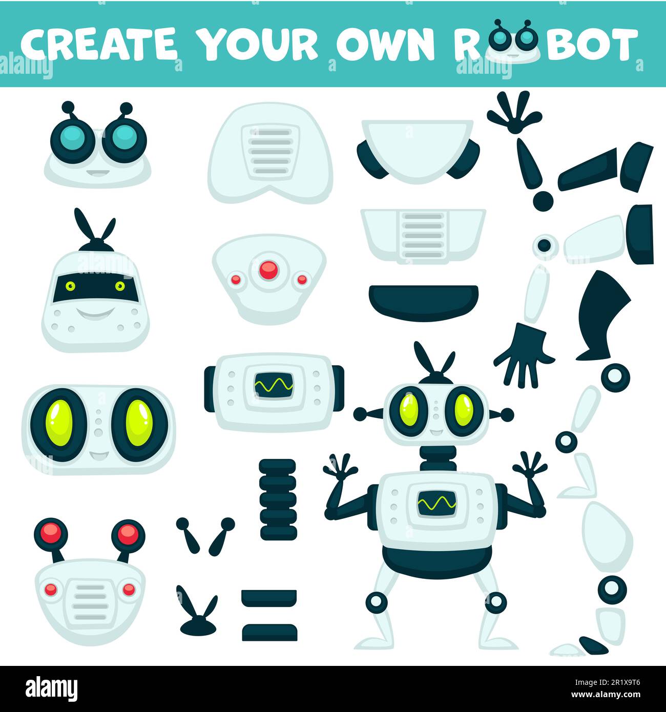 Android mechanism, robot constructor parts, isolated objects Stock Vector Image & Art - Alamy