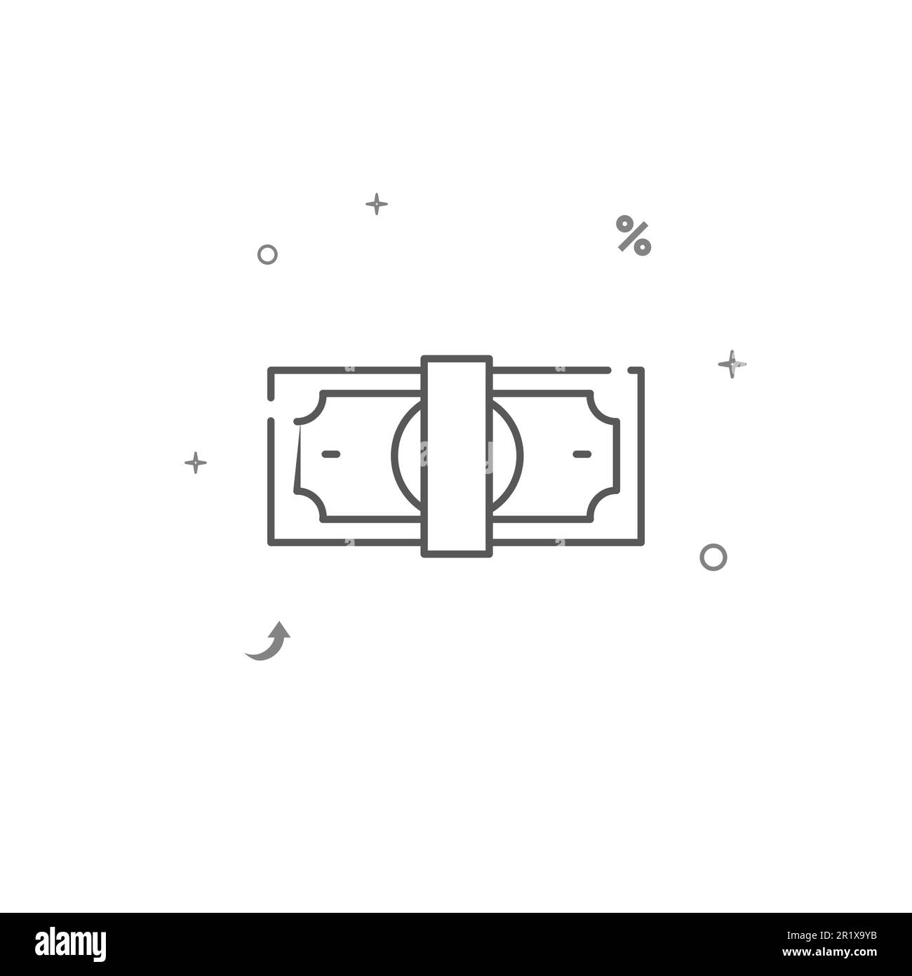 A stack of banknotes simple vector line icon. Symbol, pictogram, sign ...