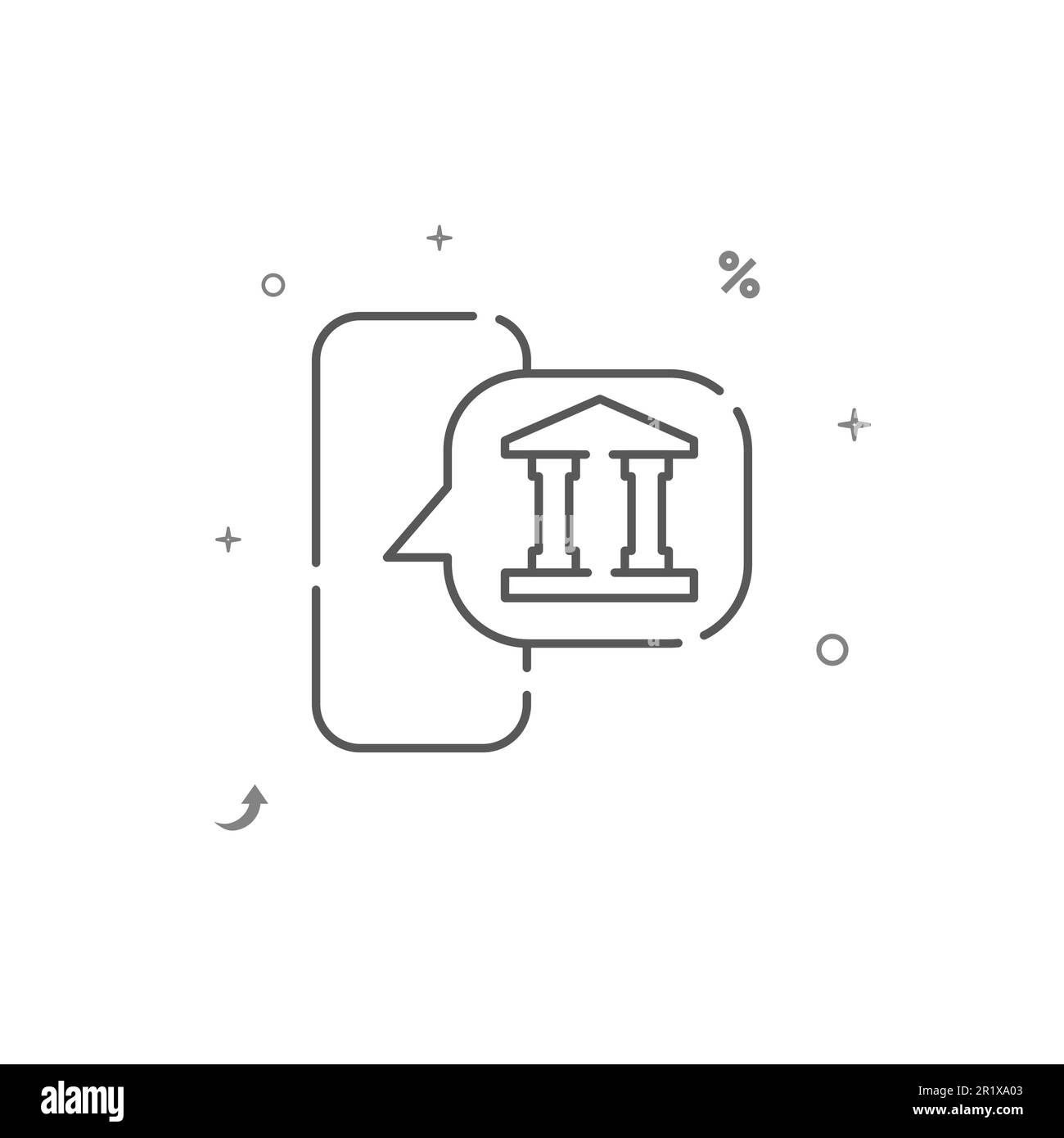 Mobile bank app simple vector line icon. Symbol, pictogram, sign ...