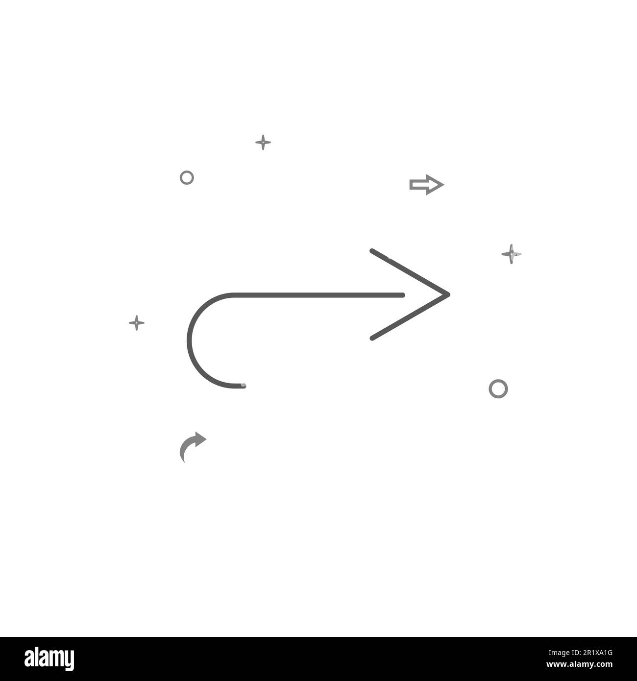 Return right arrow simple vector line icon. Symbol, pictogram, sign ...