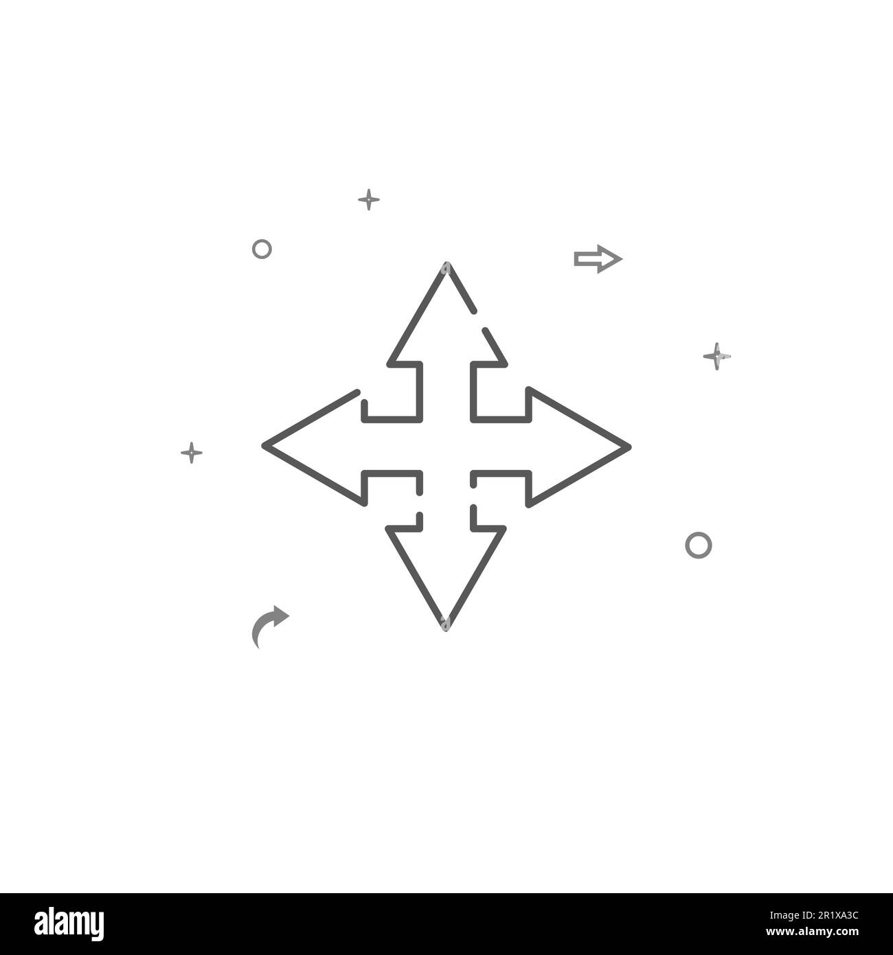 Expand arrow, fullscreen simple vector line icon. Symbol, pictogram, sign isolated on white ...