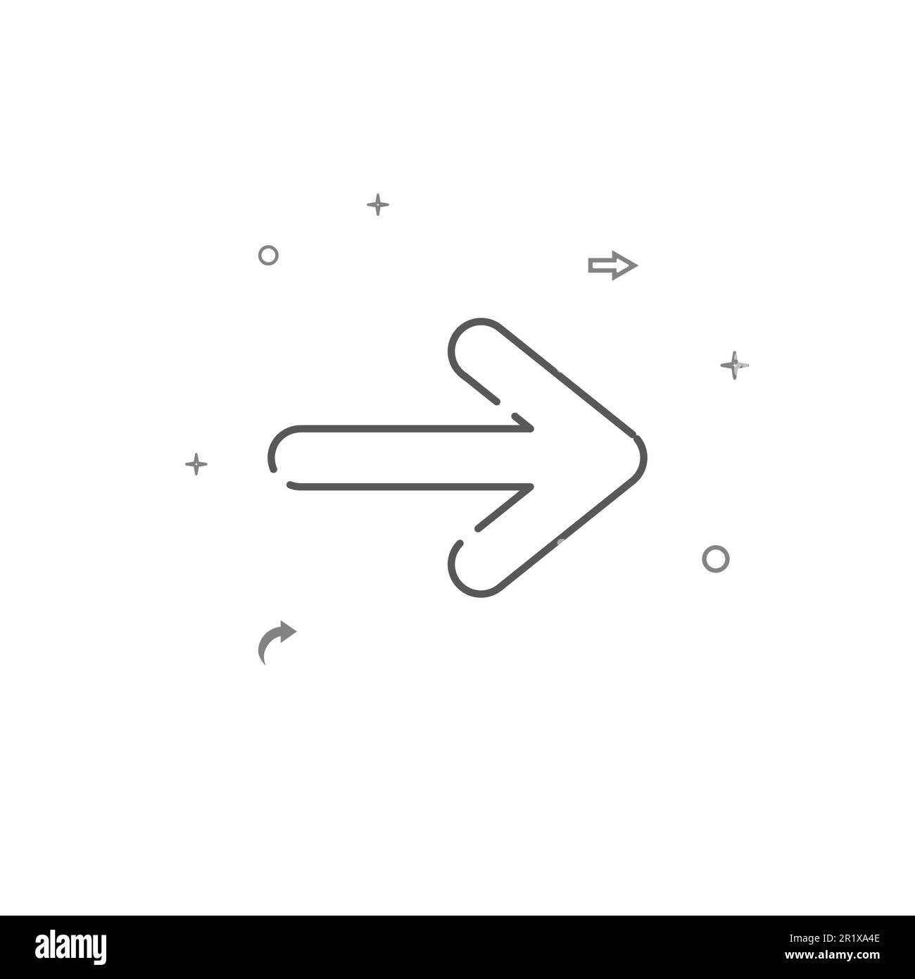 Right forward arrow simple vector line icon. Symbol, pictogram, sign ...