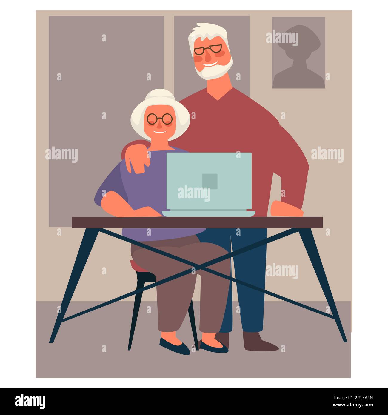 Senior couple using computer Stock Vector Images - Alamy