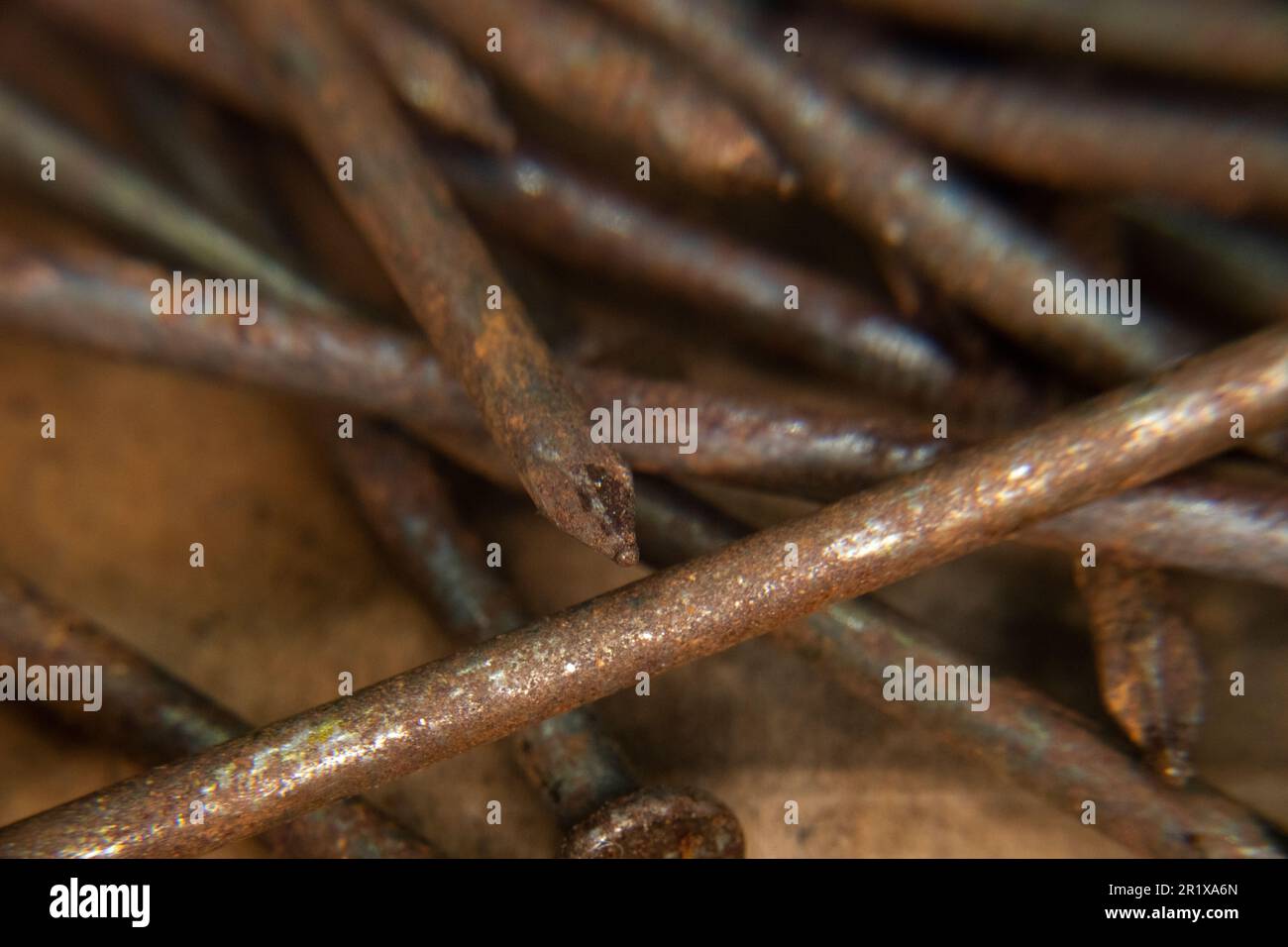 old rusty, 16 penny nails, pile of heavy penny nails for construction ...