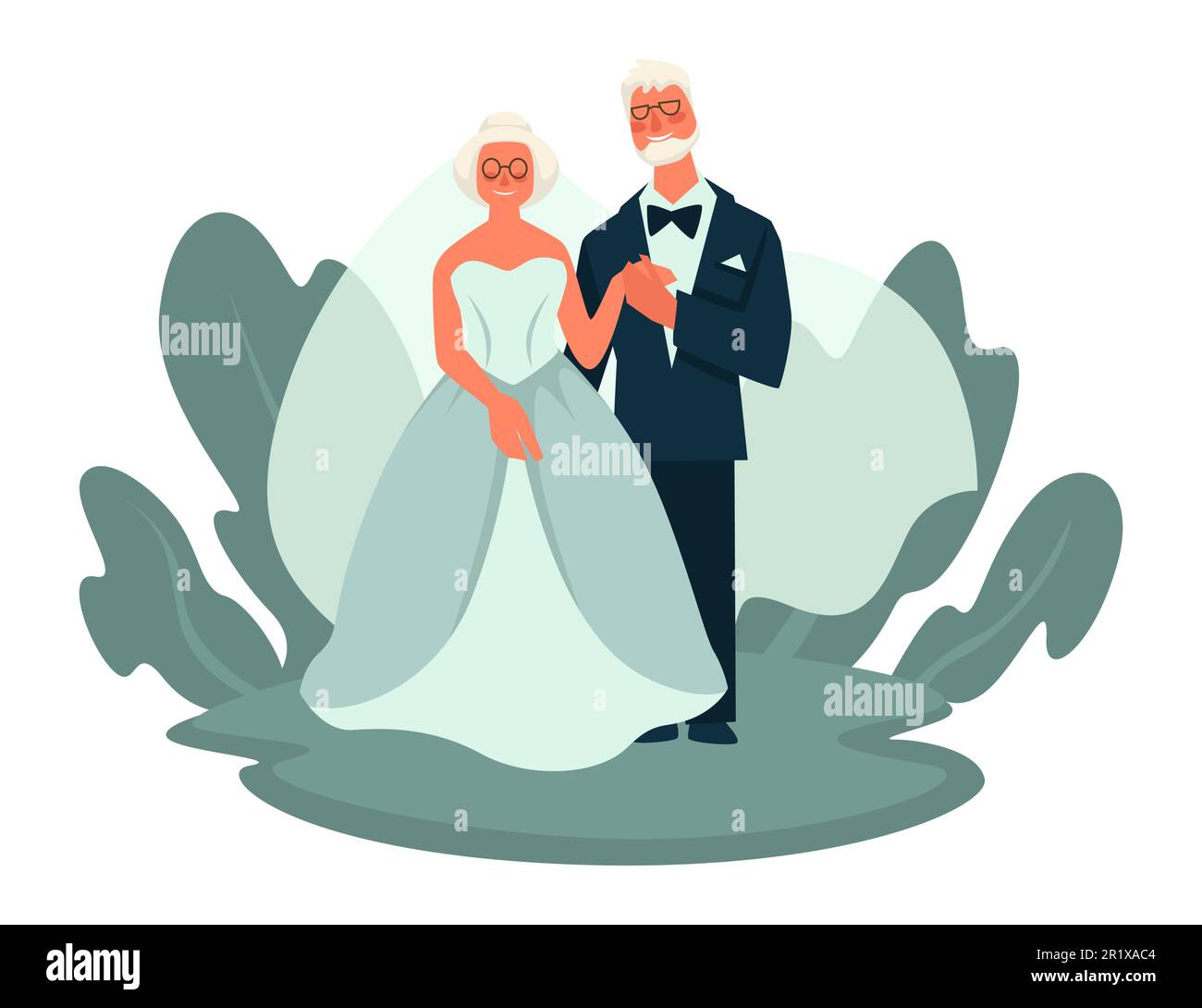 Old couple wedding day, elderly bride and groom Stock Vector Image ...