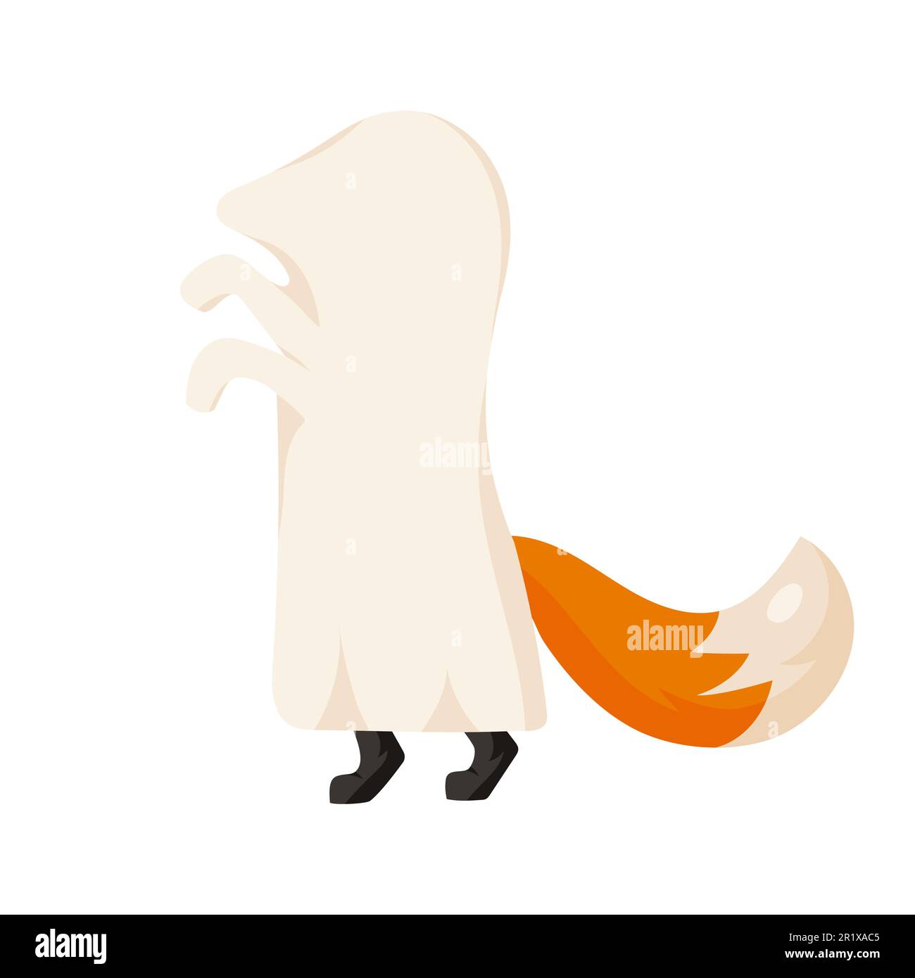 Cute and spooky Halloween fox in ghost costume. Cartoon vector ...