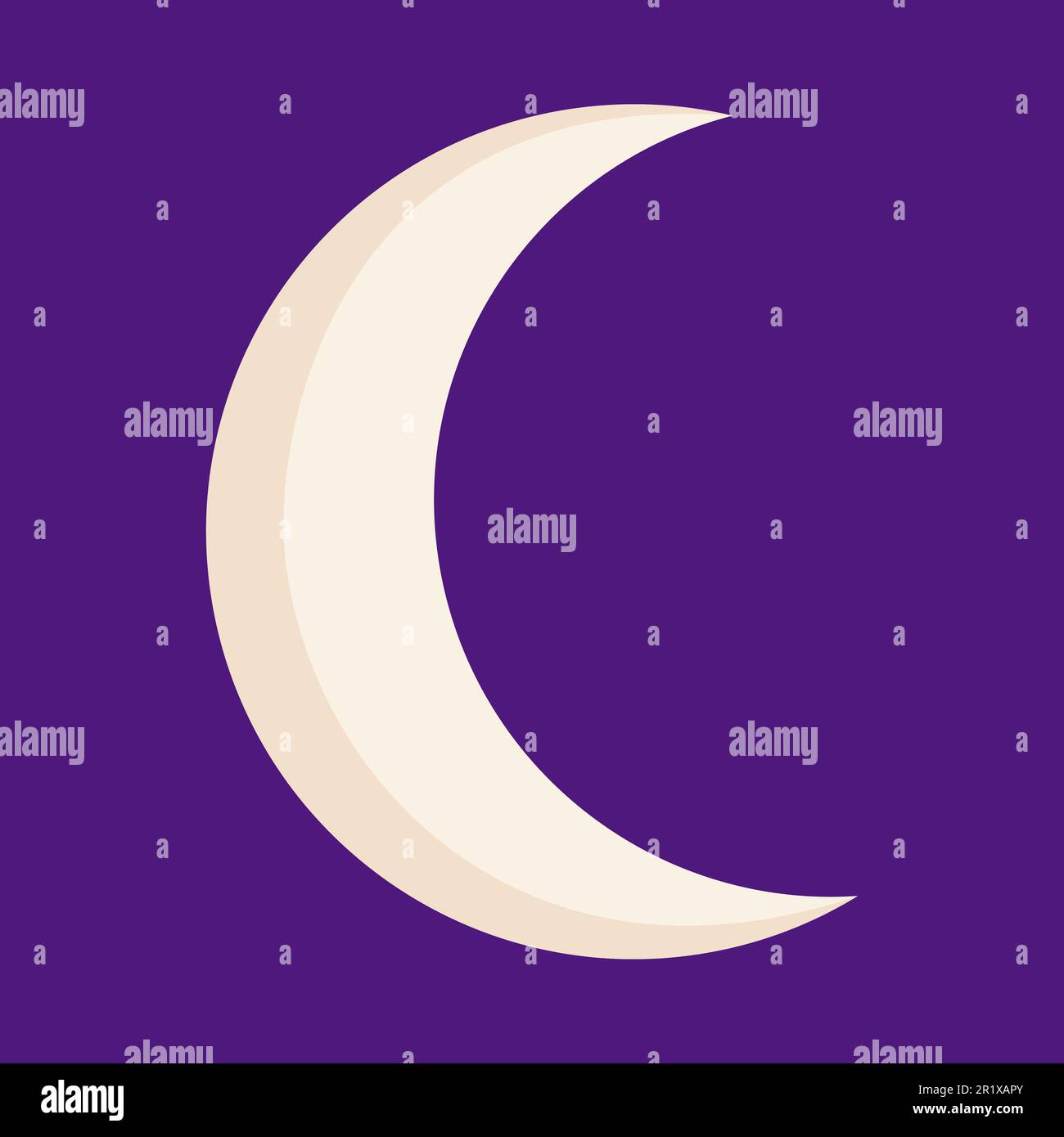 Vector illustration of crescent moon on dark background. Space object ...