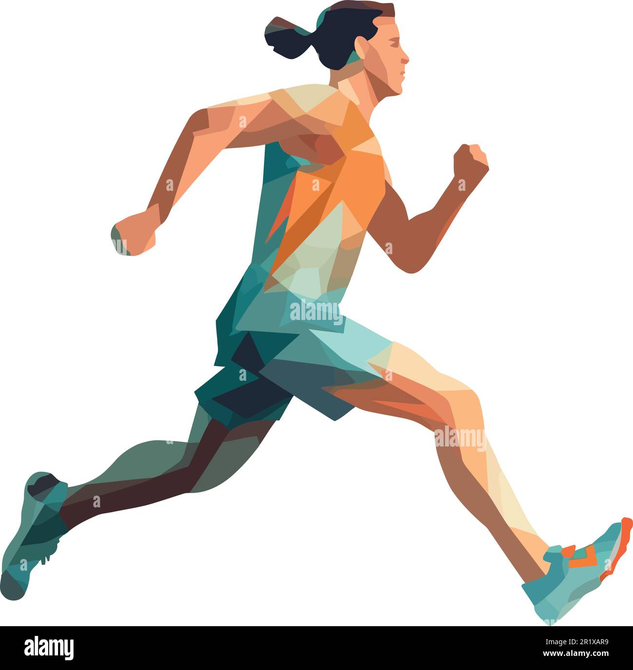 Muscular man sprinting in a sports race over white Stock Vector Image ...