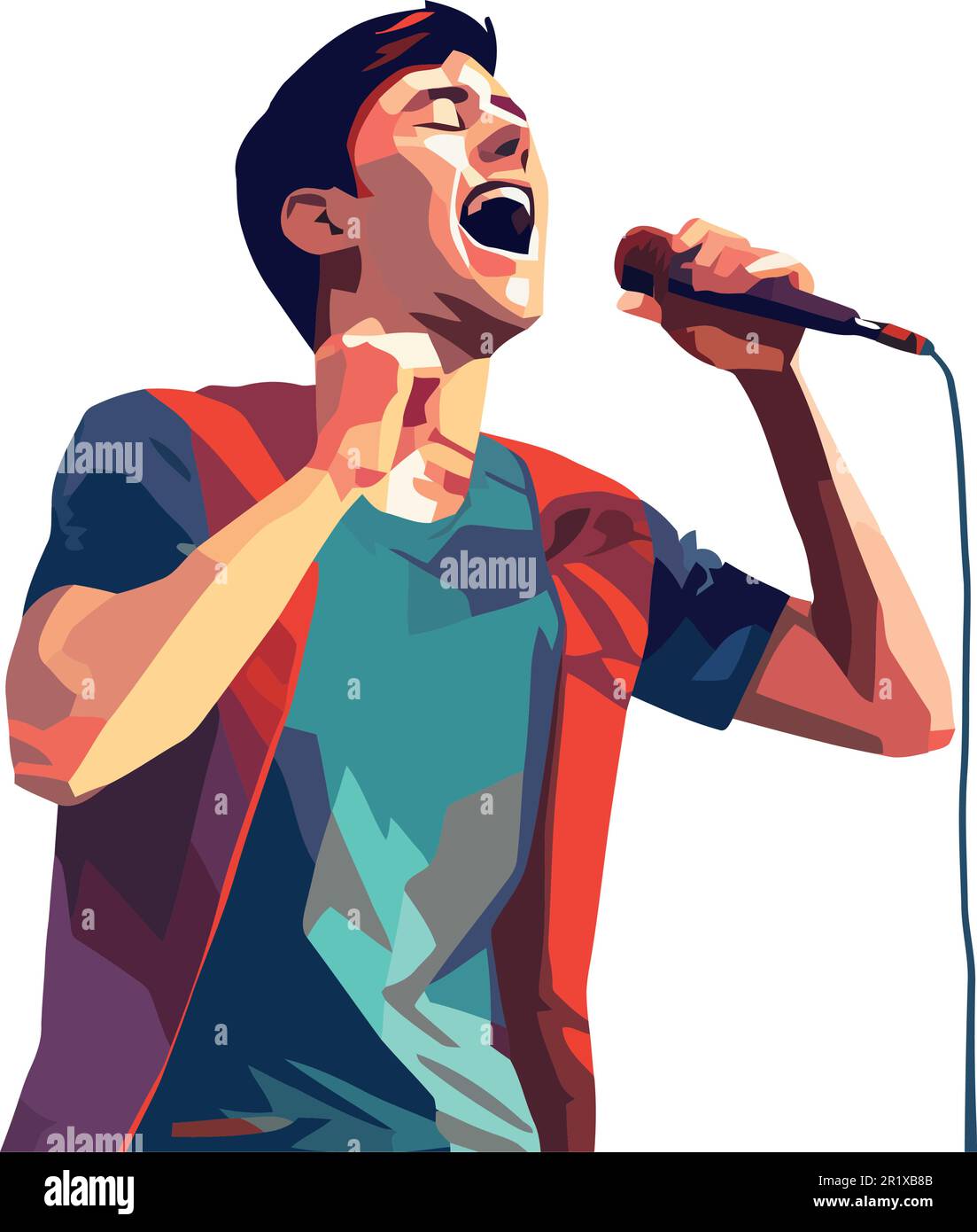 One person singing with microphone over white Stock Vector Image & Art ...