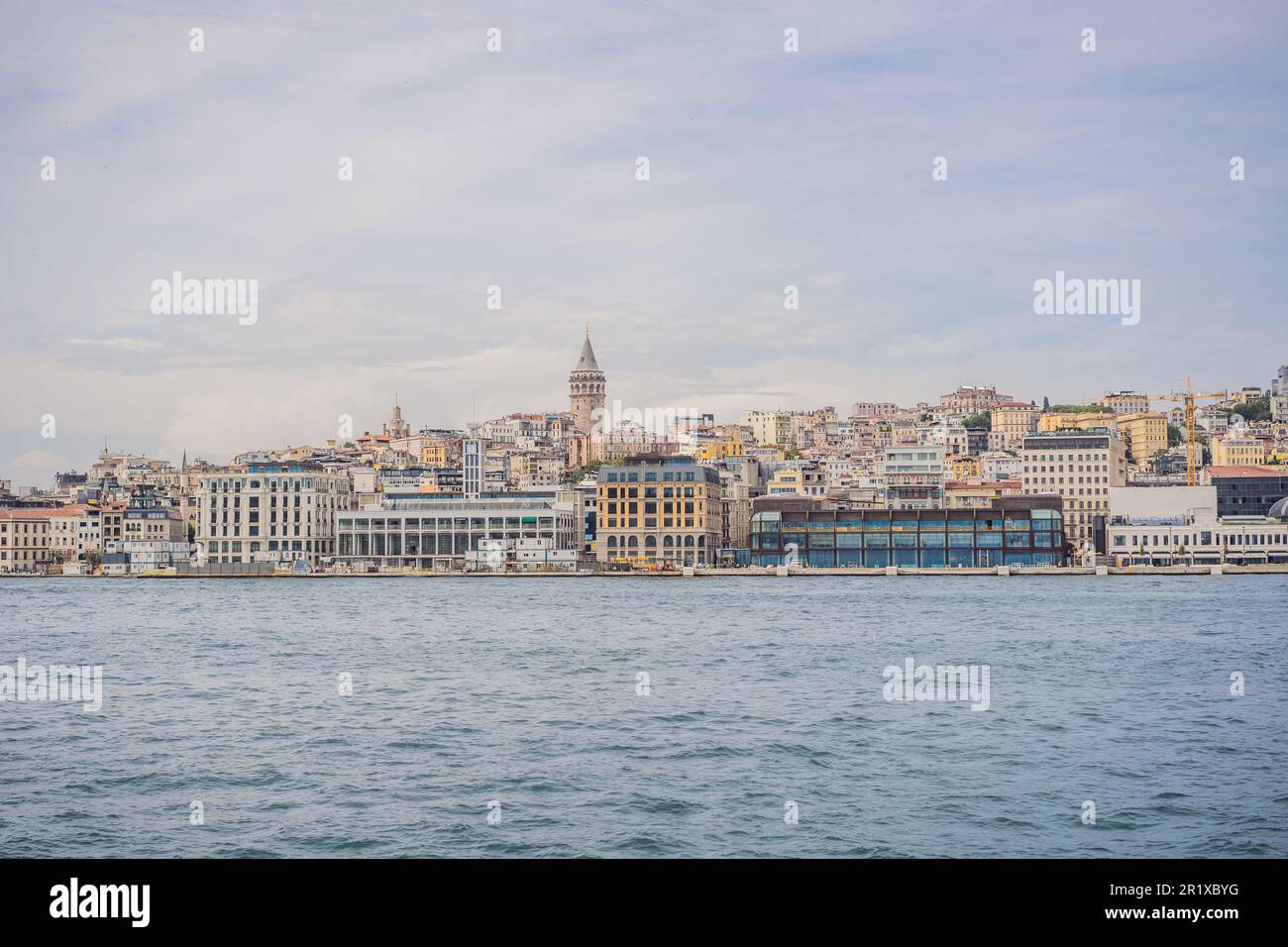 Istanbul city skyline in Turkey, Beyoglu district old houses with ...