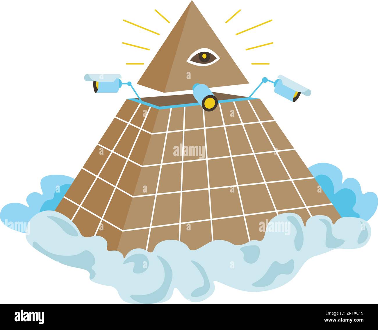 Conspiracy theory, mason pyramid with seeing eye Stock Vector Image ...