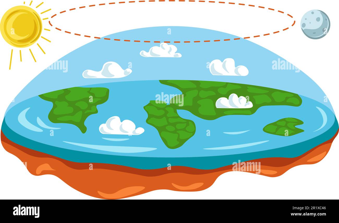 Conspiracy theory, flat Earth, disc planet vector Stock Vector Image ...