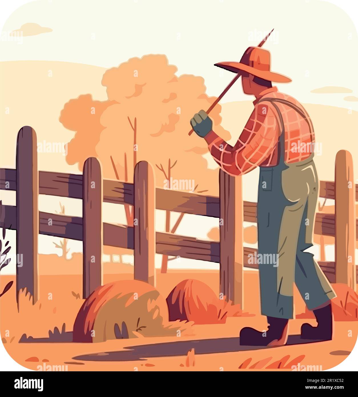 Ranch worker fence Cut Out Stock Images & Pictures - Alamy