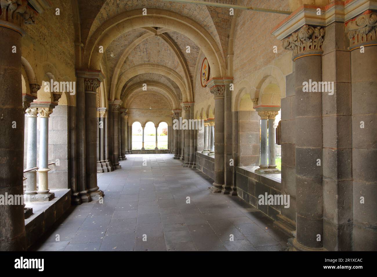Interior view from the cloister, Romanesque, Benedictine Abbey, Maria ...