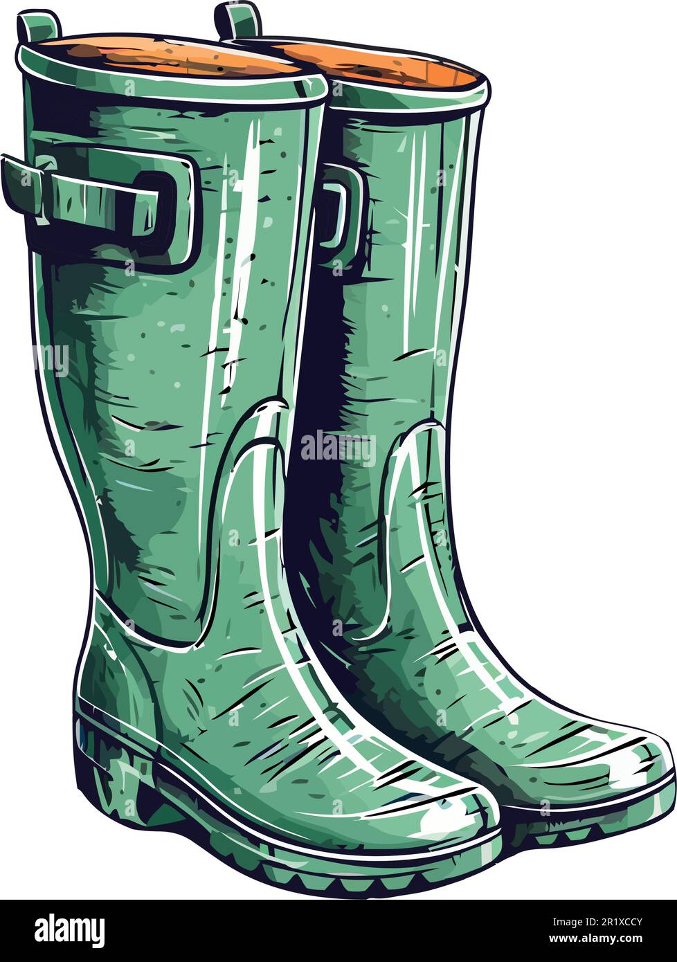 Rubber boots for wet autumn weather over white Stock Vector Image & Art ...