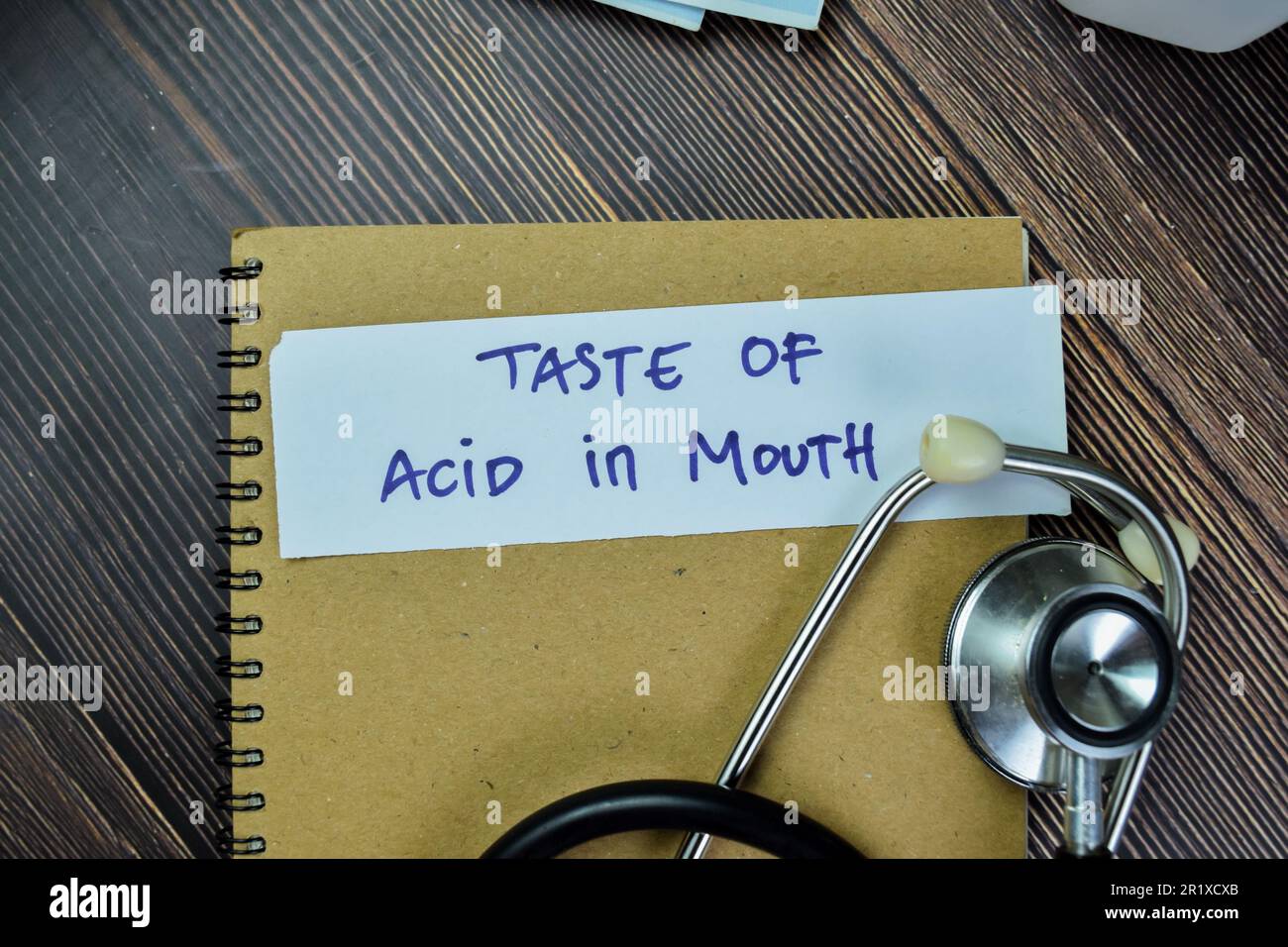 Concept of Taste of Acid in Mouth write on sticky notes with ...