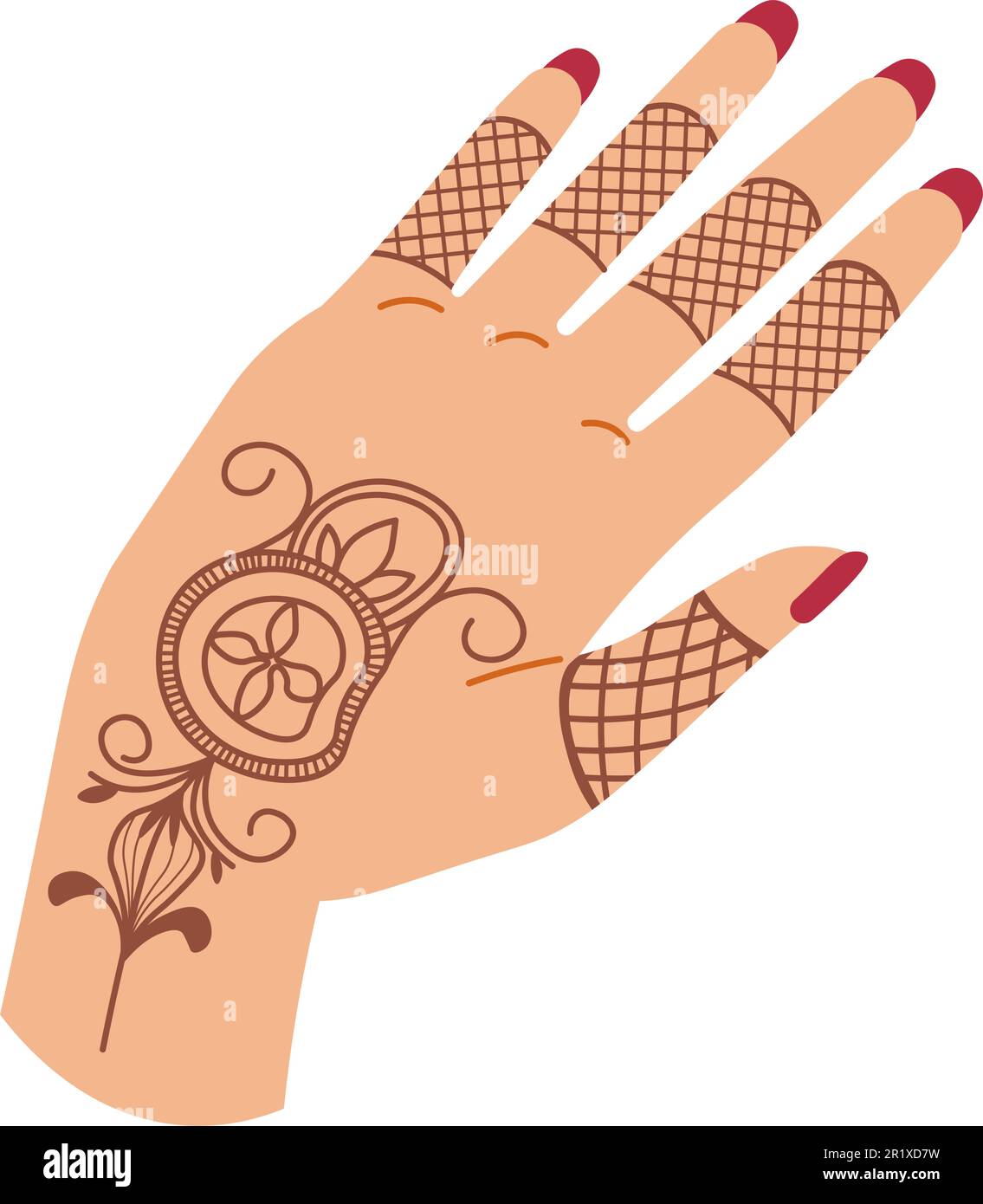 Hand of woman with henna drawing design vector Stock Vector Image & Art ...