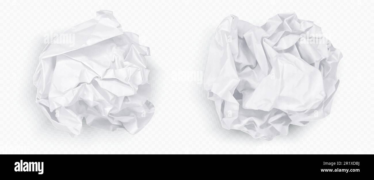Crumple paper ball, white 3d crinkle trash vector isolated on ...