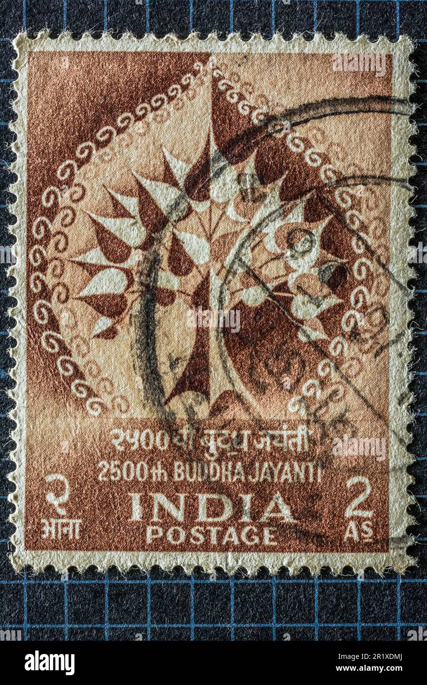 09 25 2013 Vintage Postal Stamp Of 2500 th Buddha Jayanti Studioshot ...