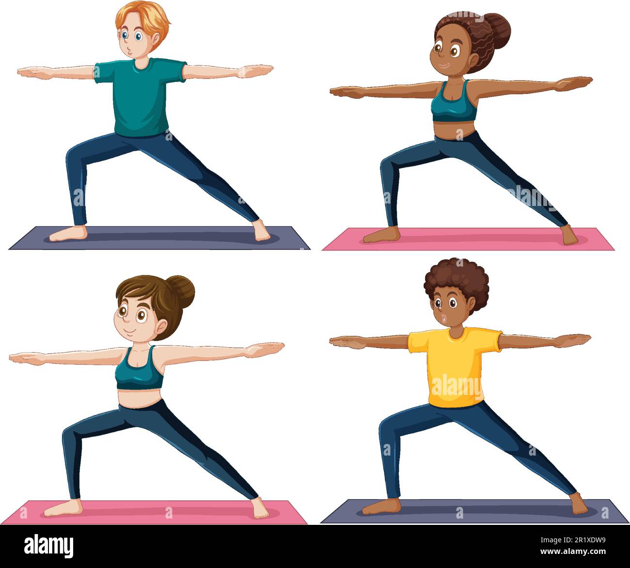 Set of teen practicing yoga illustration Stock Vector Image & Art - Alamy