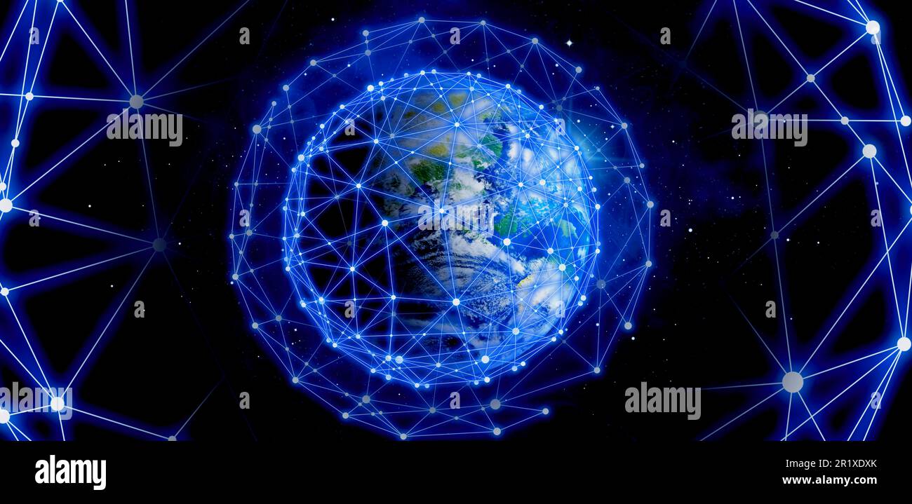 Global network connection. Earth in open space and digital web ...
