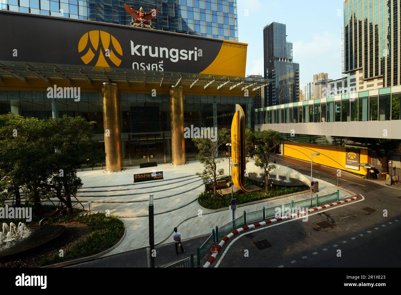Krungsri Bank on Phloen Chit Road in central Bangkok, Thailand Stock ...