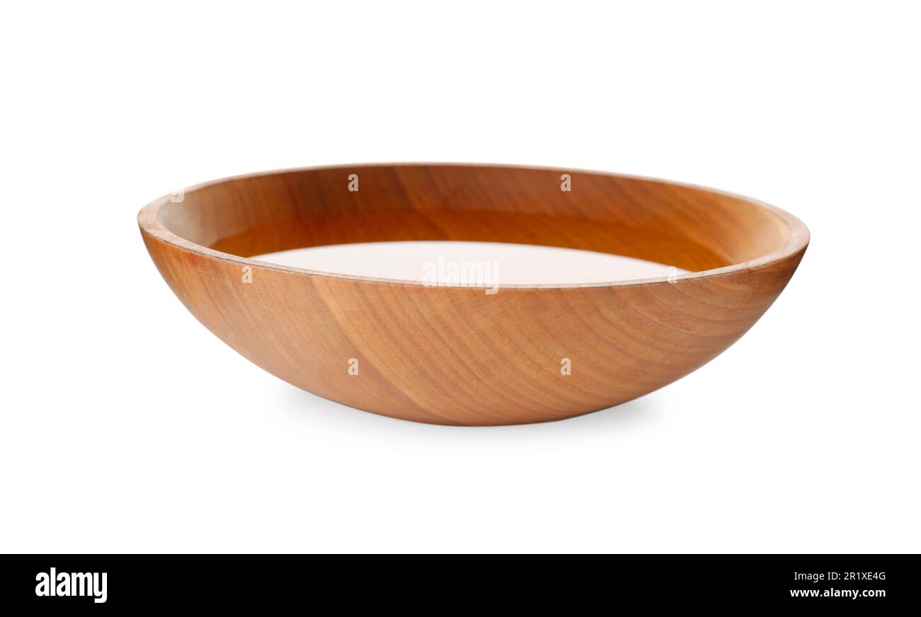 Wooden bowl full of water isolated on white Stock Photo - Alamy