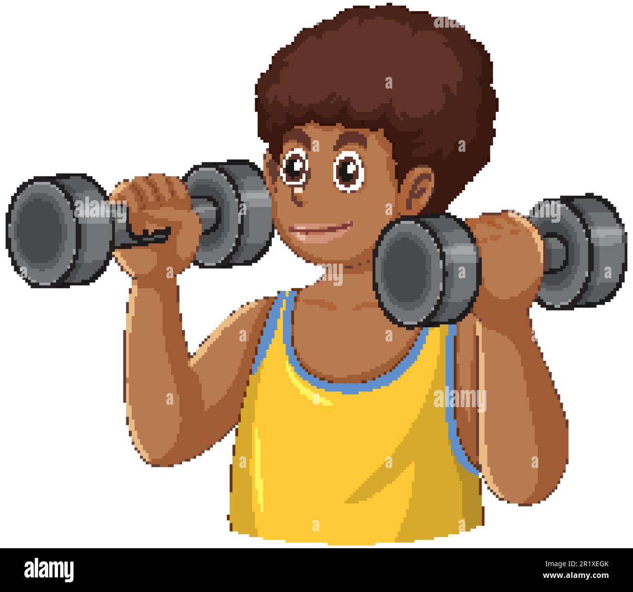 Teenage Boy Working Out with Dumbbells illustration Stock Vector Image ...