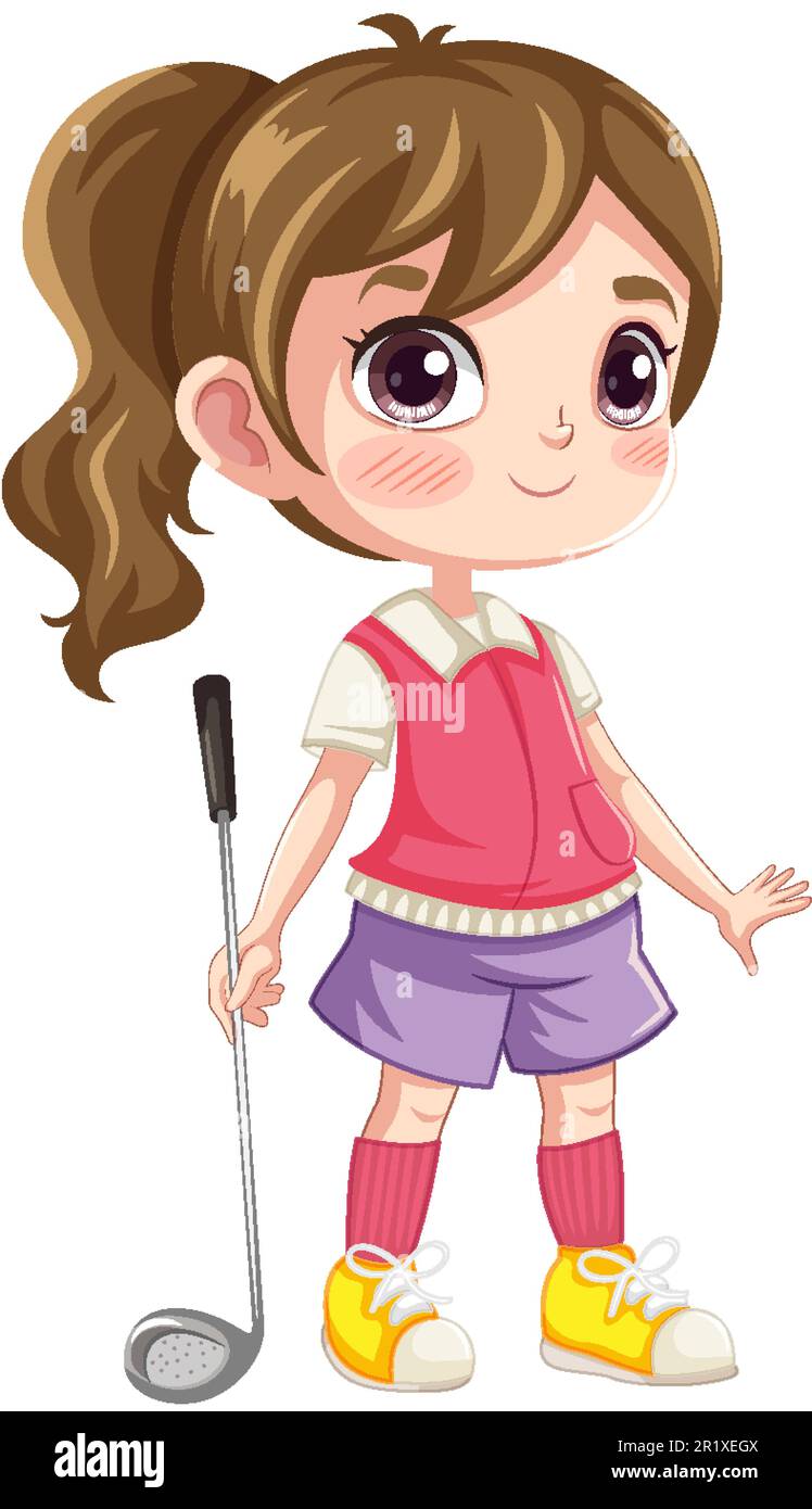 Isolated professional golfer cartoon character holding golf club ...