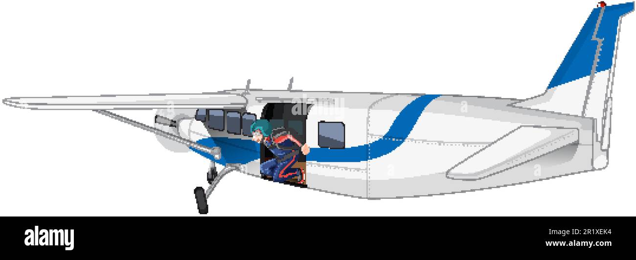 Skydiver on an Airplane and Preparing to Jump illustration Stock Vector ...