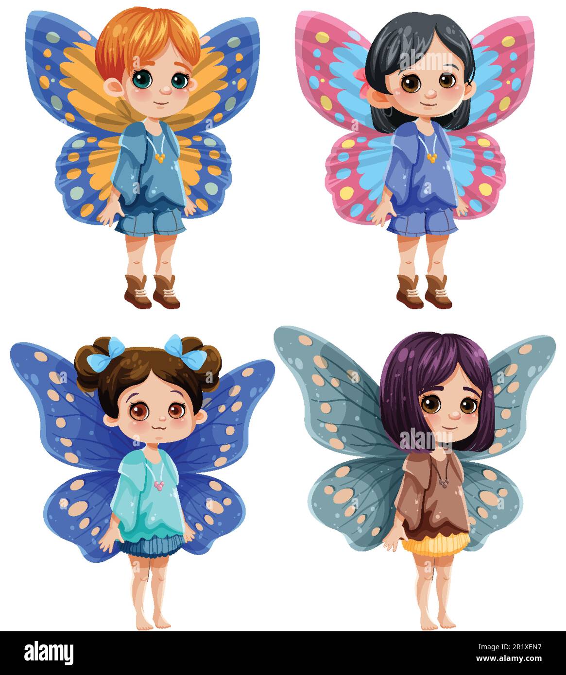 Cute fairy tale cartoon character with butterfly wings illustration ...