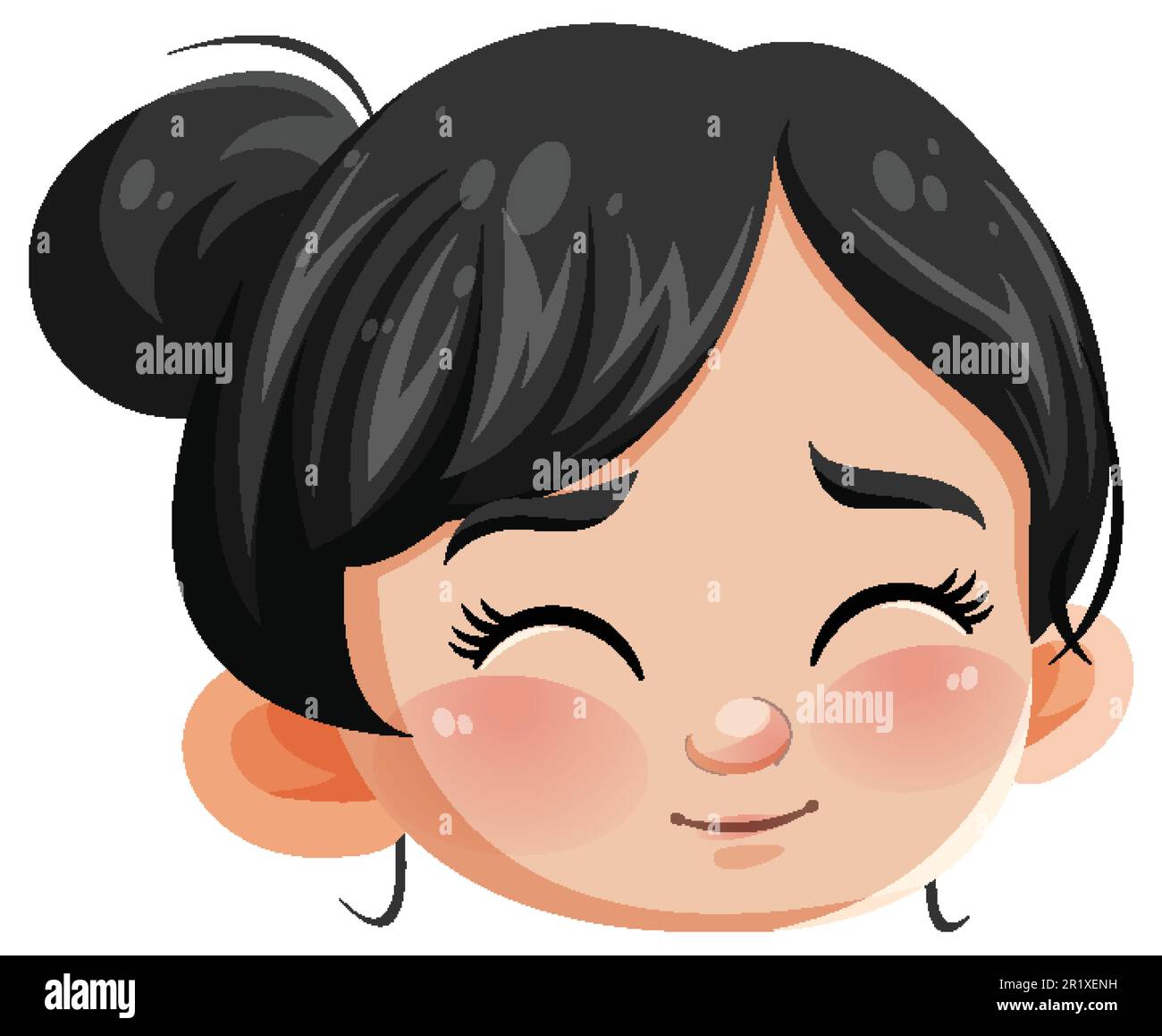 Cute Asian girl cartoon character illustration Stock Vector Image & Art ...
