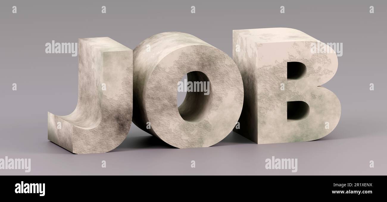 3d render sign job on concrete and gray background. Simple minimalism ...