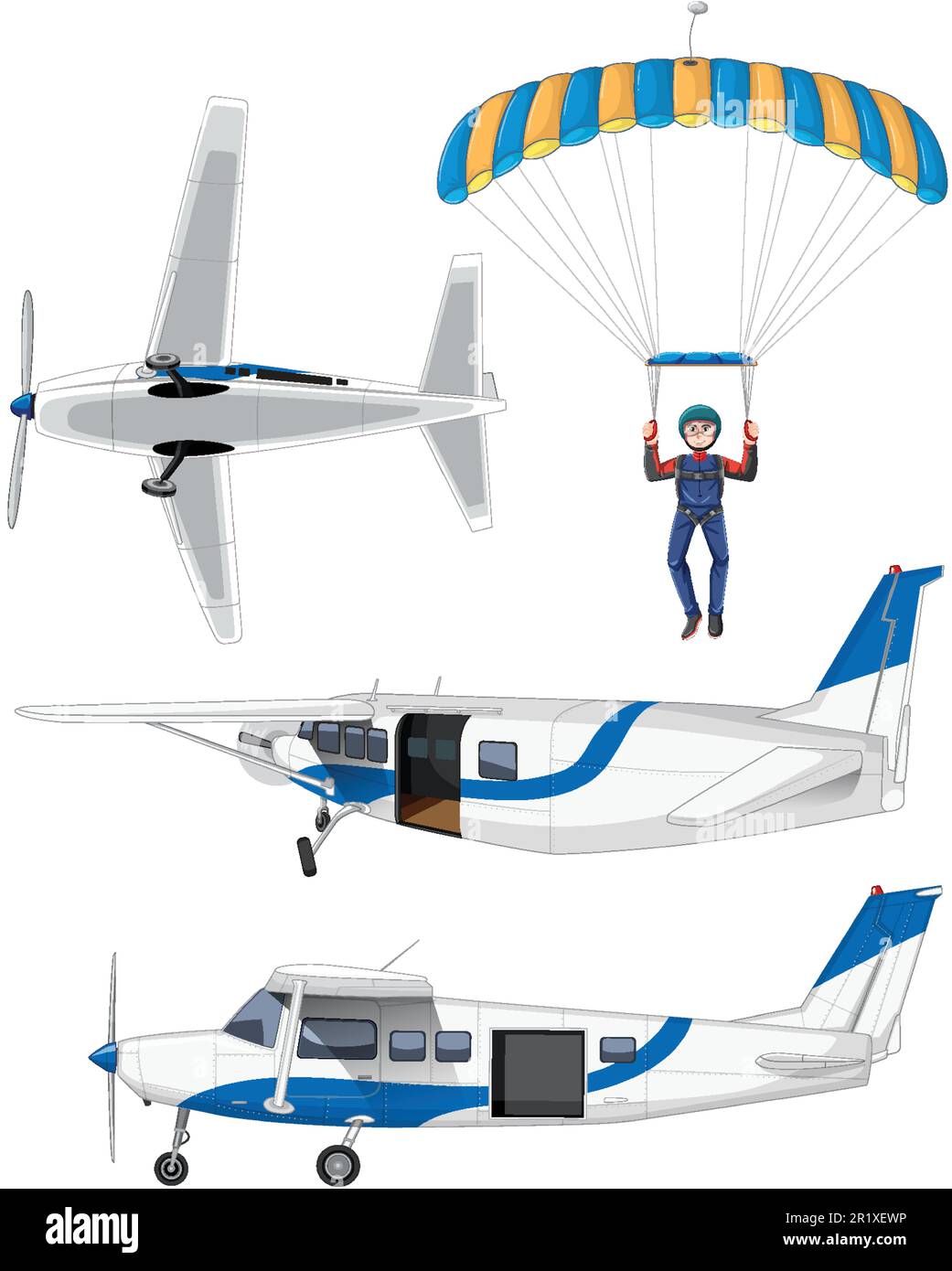 Set of skydiver and airplane illustration Stock Vector Image & Art - Alamy
