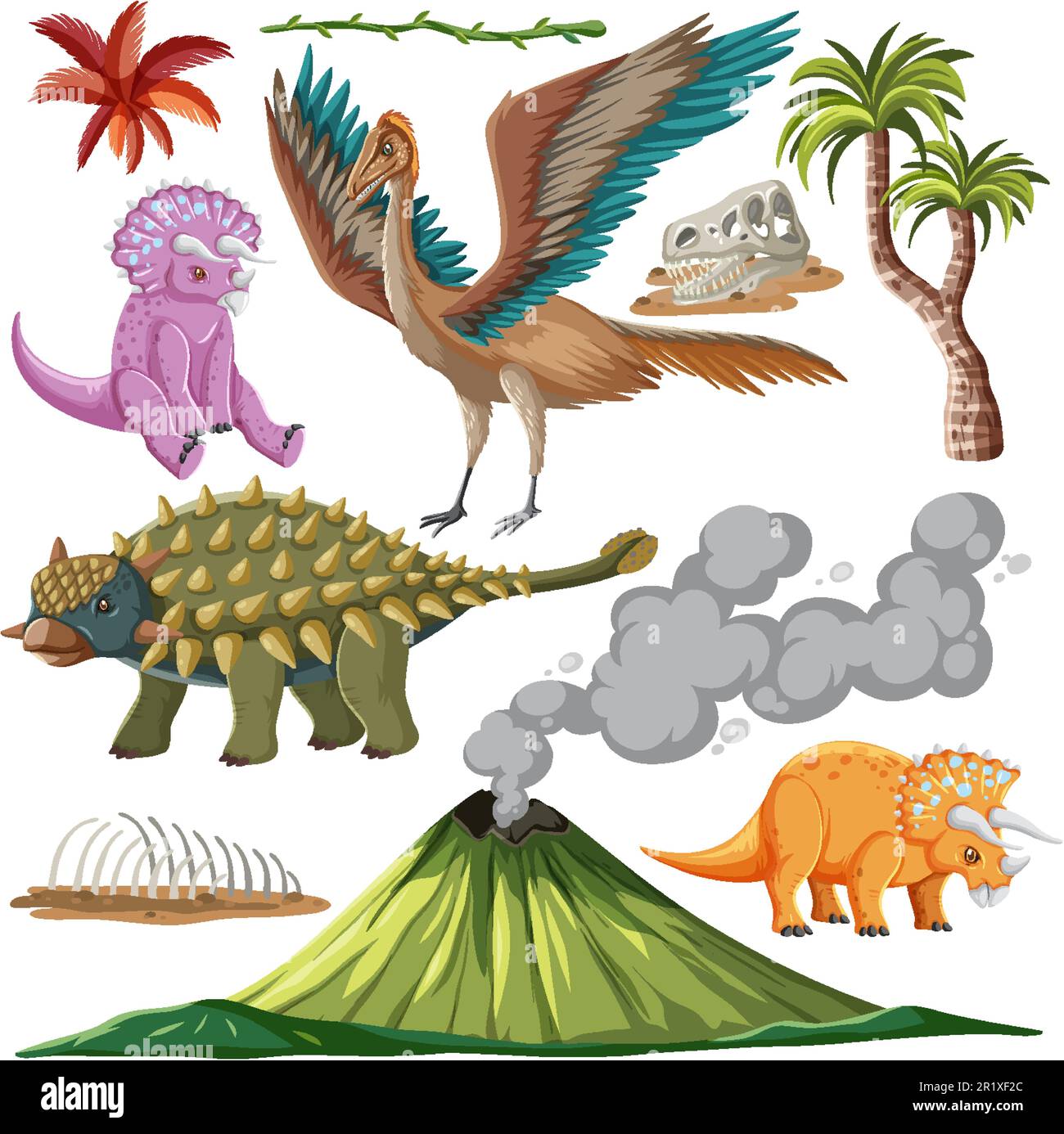 Dinosaur and Nature Elements Vector Collection illustration Stock ...
