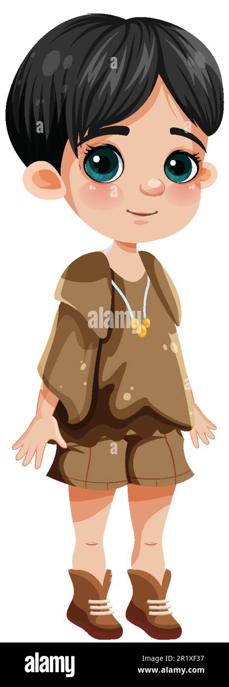 Innocent Boy with Black Hair Cartoon Character illustration Stock Vector Image & Art - Alamy