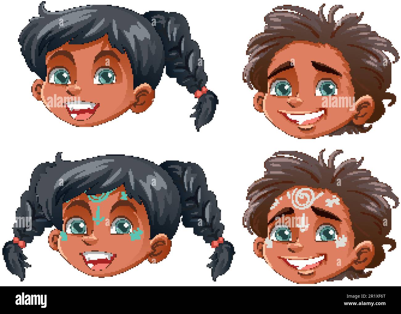 An indigenous kid face cartoon illustration Stock Vector Image & Art ...