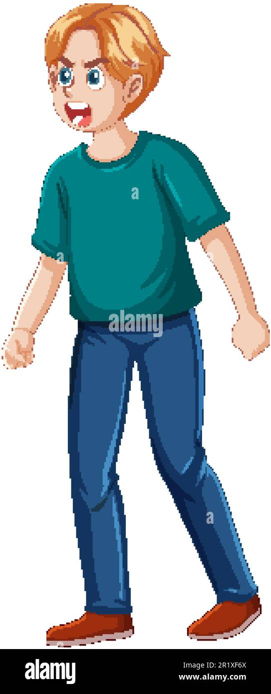 Aggressive Teenage Boy Cartoon Character illustration Stock Vector ...