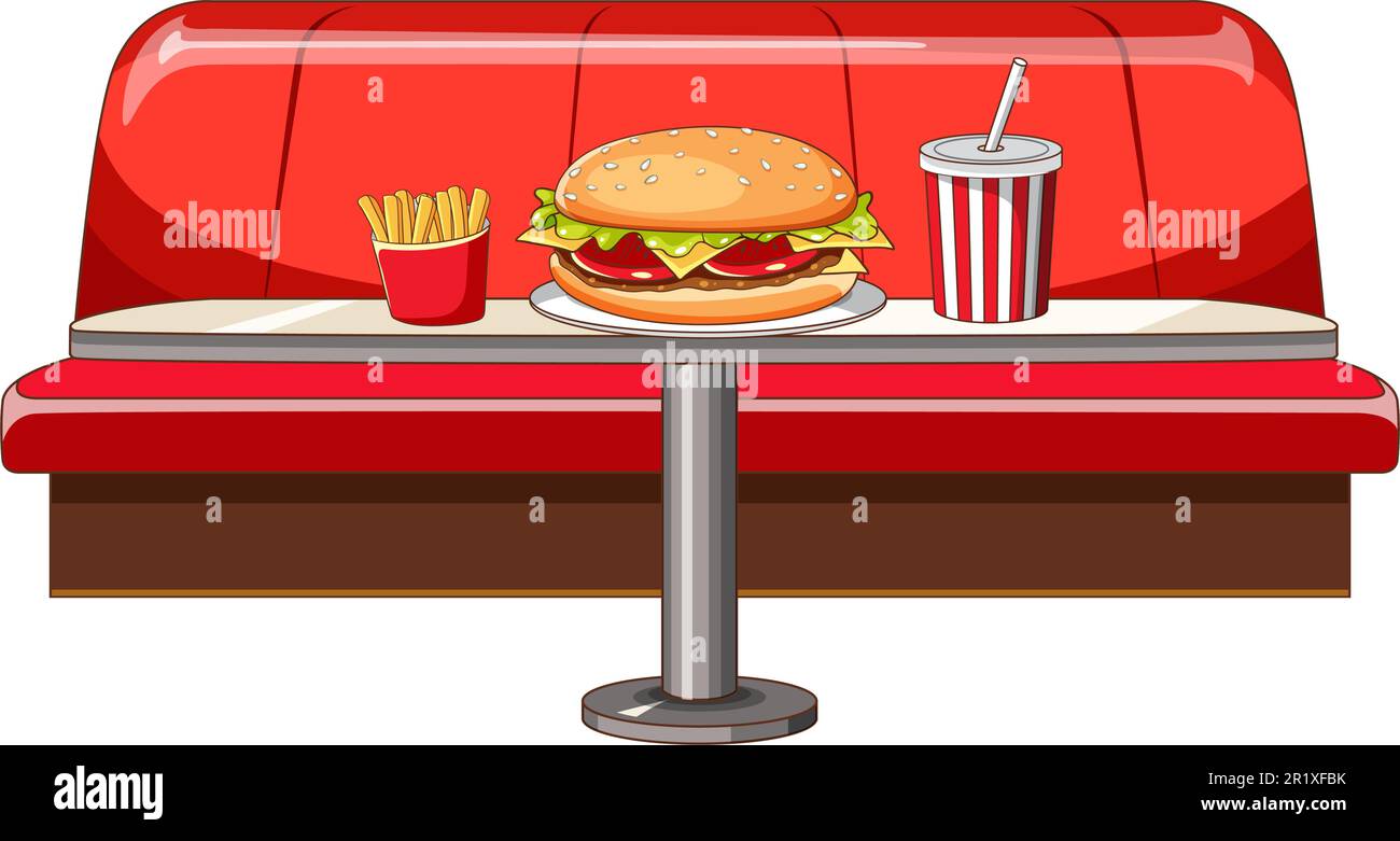 American retro dining sofa isolated illustration Stock Vector Image ...