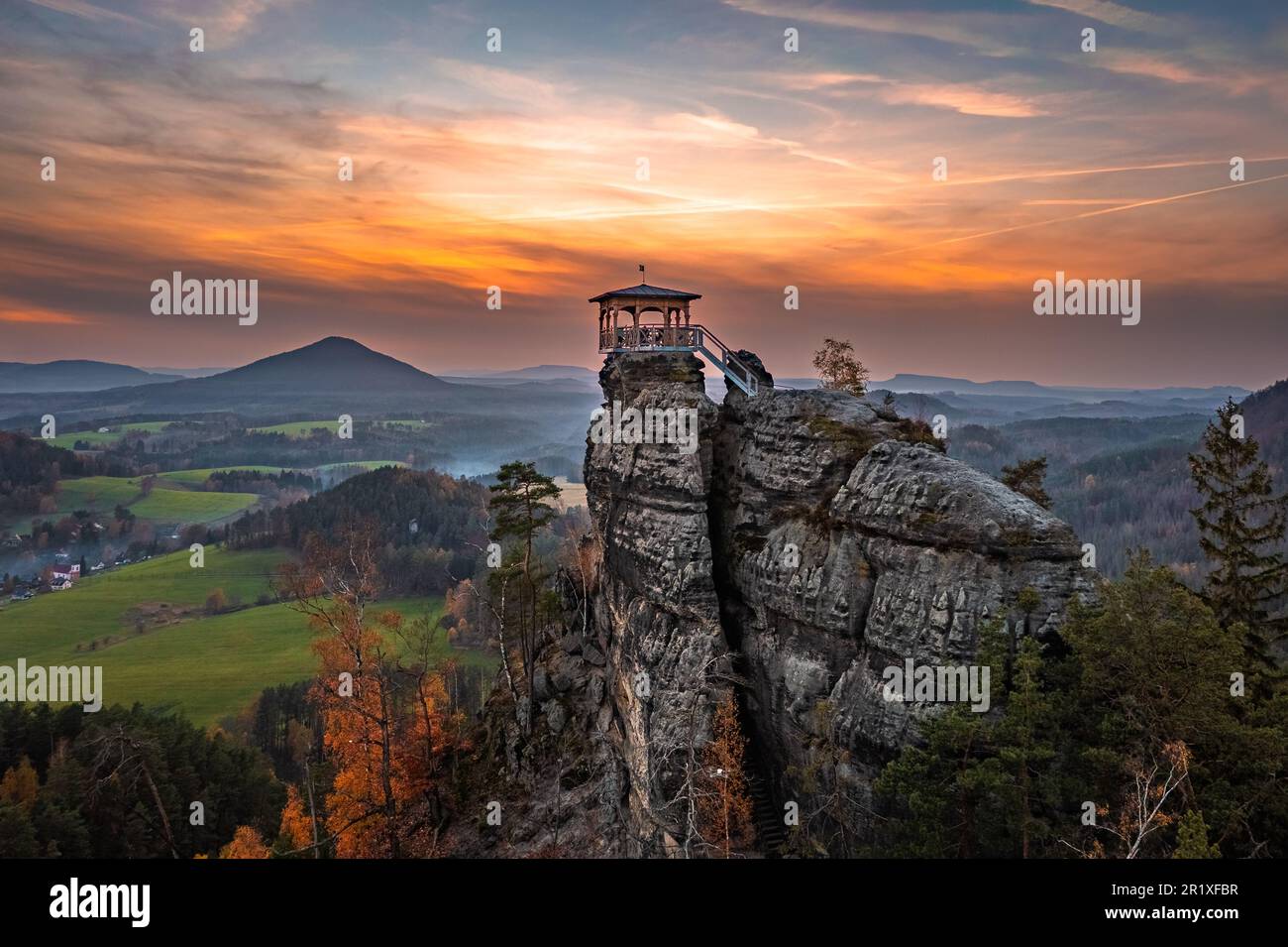 Jetrichovice, Czech Republic - Aerial view of Mariina Vyhlidka (Mary's ...