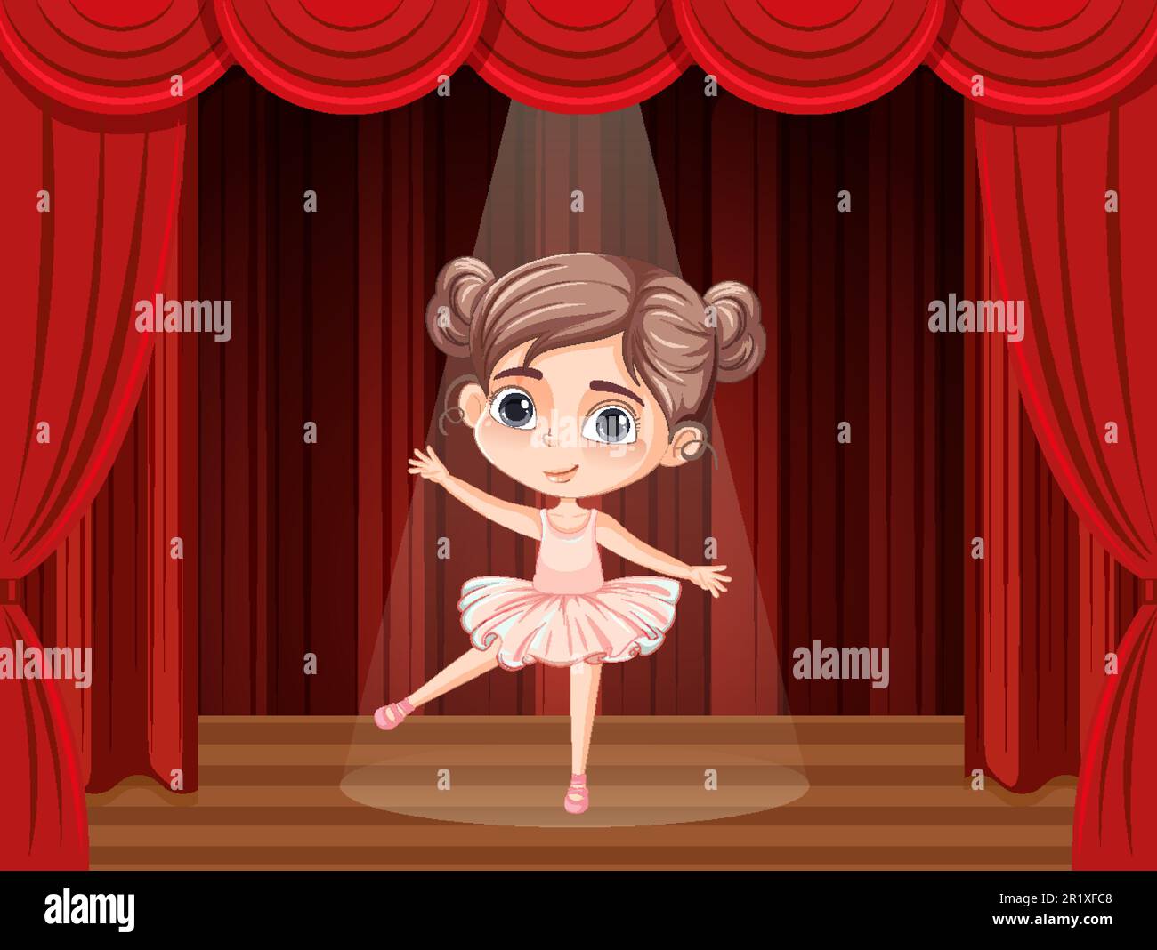 Cute ballet dancer performing on stage illustration Stock Vector Image ...