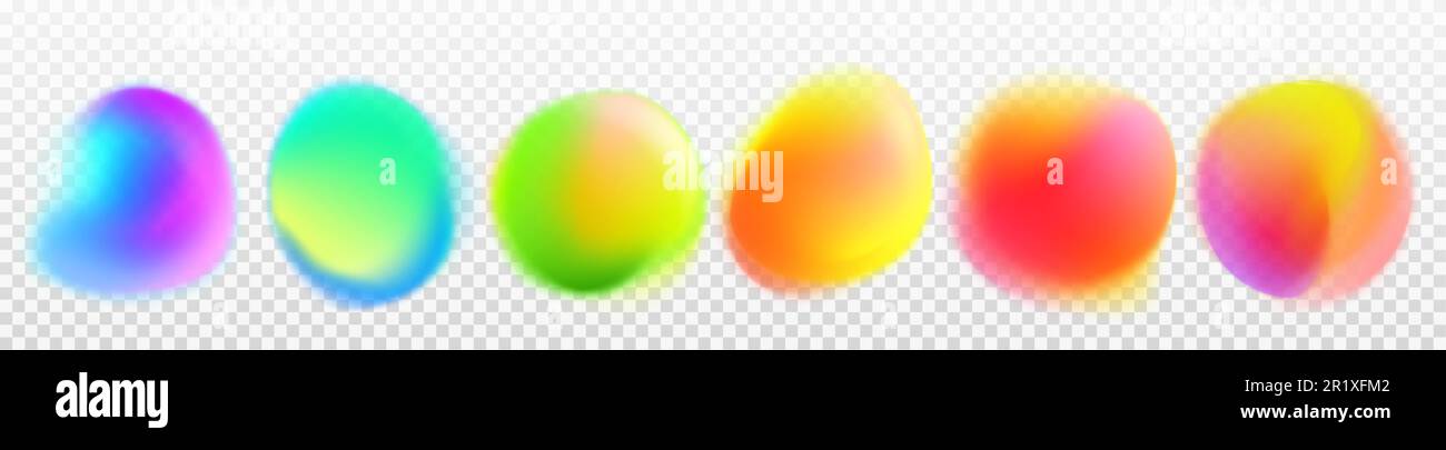 Realistic set of abstract gradient spots isolated on transparent ...