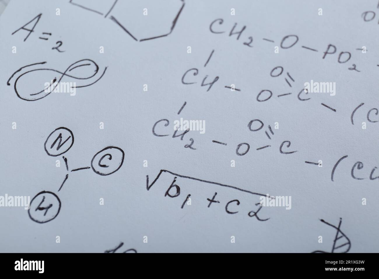 Sheet of paper with different mathematical formulas, closeup Stock ...