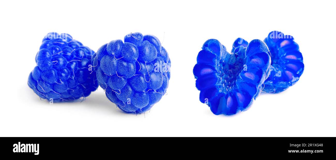 Fresh tasty blue raspberries on white background. Banner design Stock ...