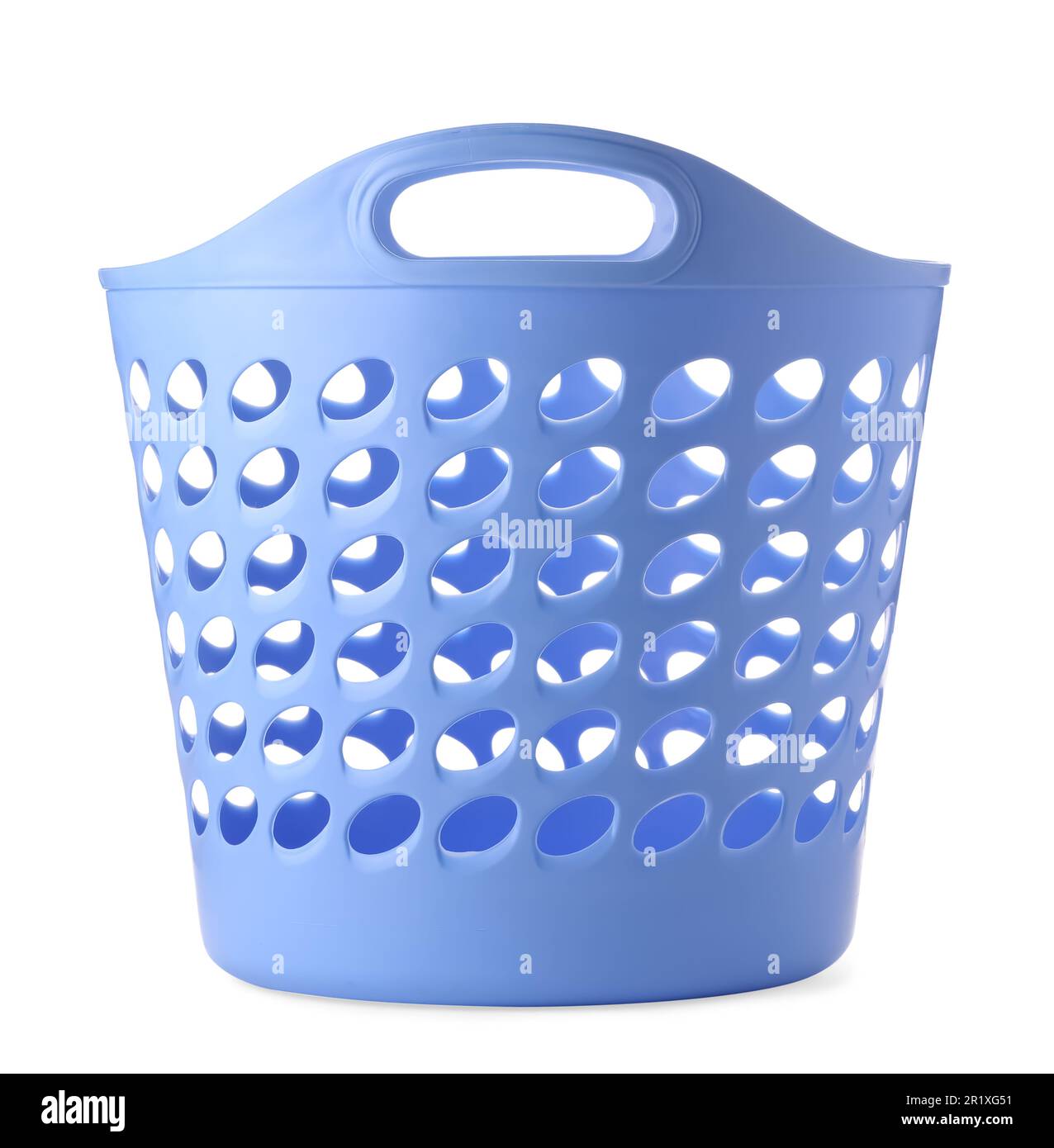 Blue empty laundry basket isolated on white Stock Photo - Alamy